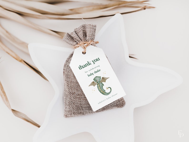 Mythical Dragon Baby Shower Favor Tag Template KAIDA - Etsy