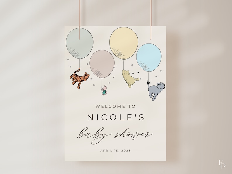 Classic Winnie the Pooh Baby Shower Welcome Sign Template - Etsy