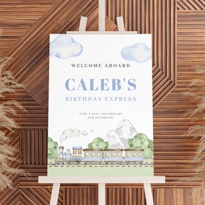 Train Birthday Welcome Sign Template for Kids All Aboard Train Birthday ...
