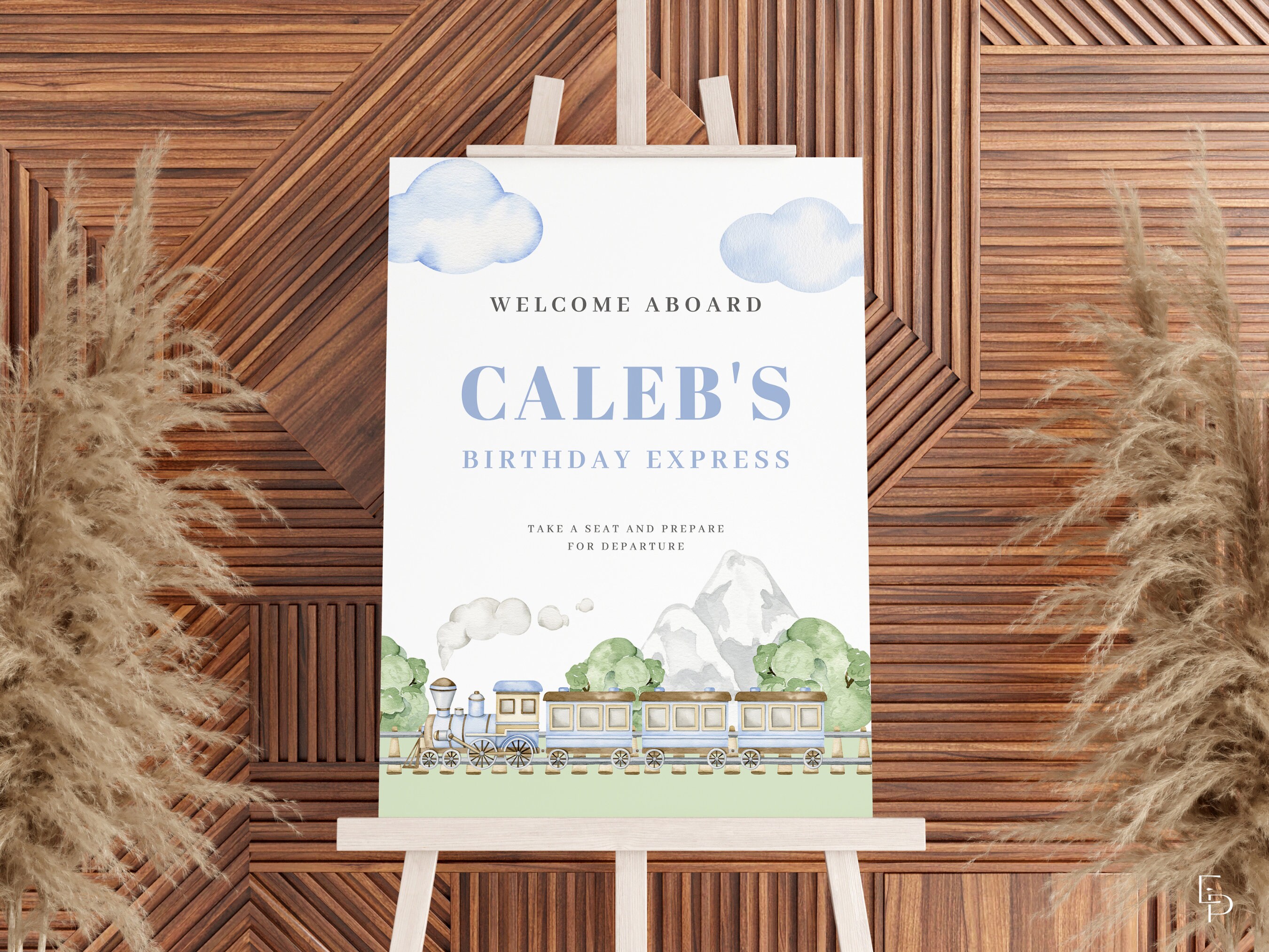 Train Birthday Welcome Sign Template for Kids All Aboard Train Birthday ...