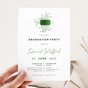 Modern Electrical Engineer School Graduation Party Invitation Template ...