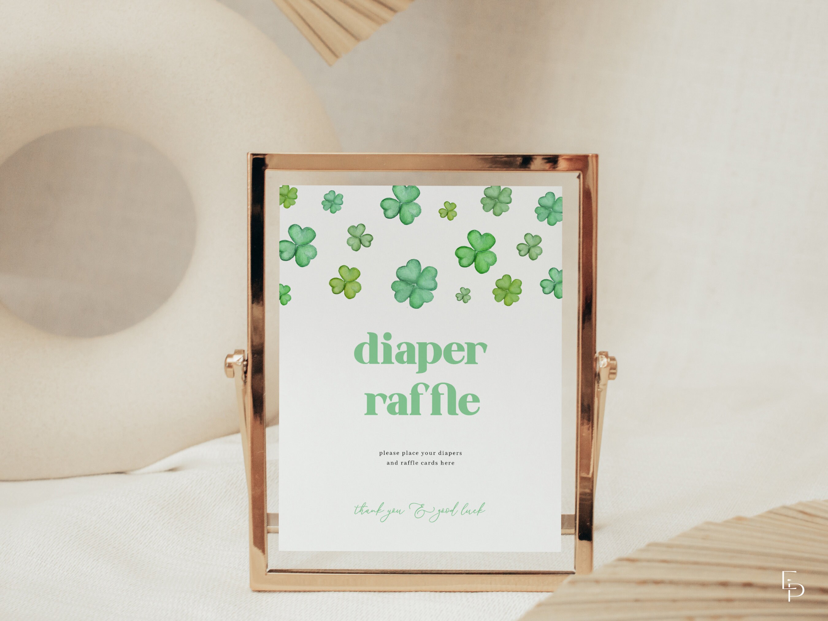 Lucky Little Charm Diaper Raffle Baby Shower Sign Template for Irish St ...