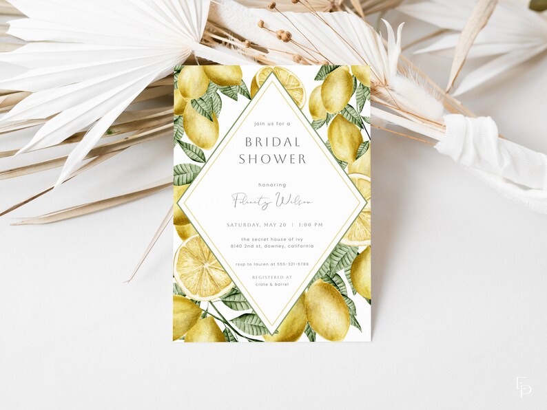 Citrus Lemon Bridal Shower Invitation Template CITRON - Etsy