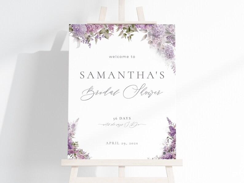 Lilac Bridal Shower Welcome Sign Template SUREN Collection - Etsy