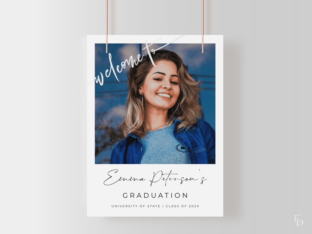 Modern Graduation Party Welcome Sign With Photo Template | VEDA ...