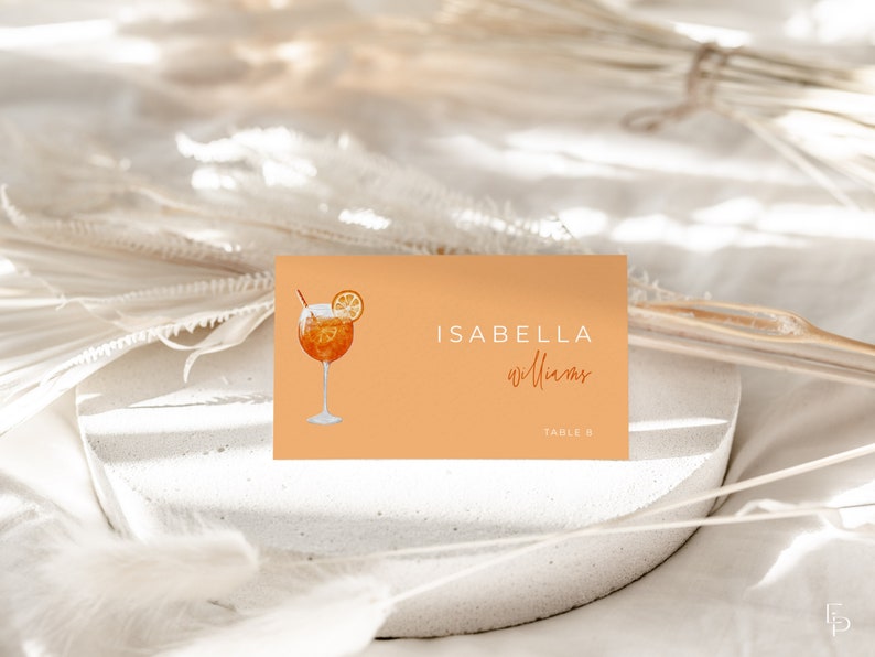 Aperol Spritz Place Card Template for Love at First Spritz - Etsy
