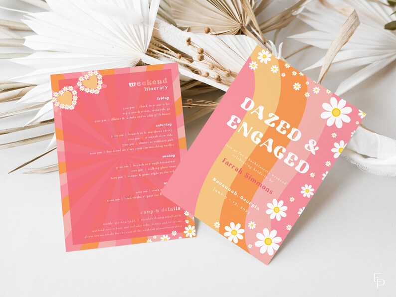 Groovy 70s Retro Bachelorette Weekend Invite and Itinerary Template ...