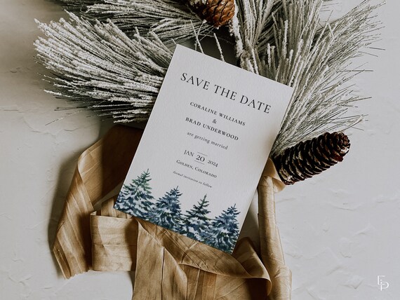 Winter Save the Date Template for Weddings NEVA Collection - Etsy