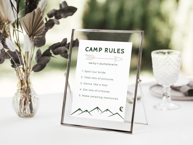 Camp Bachelorette Party Camp Rules Sign Template BROOKE - Etsy