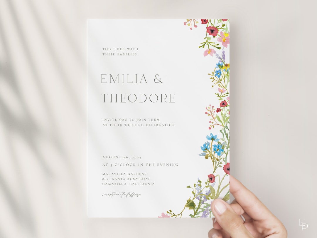 Wildflower Wedding Invitation Template FLEUR Collection - Etsy