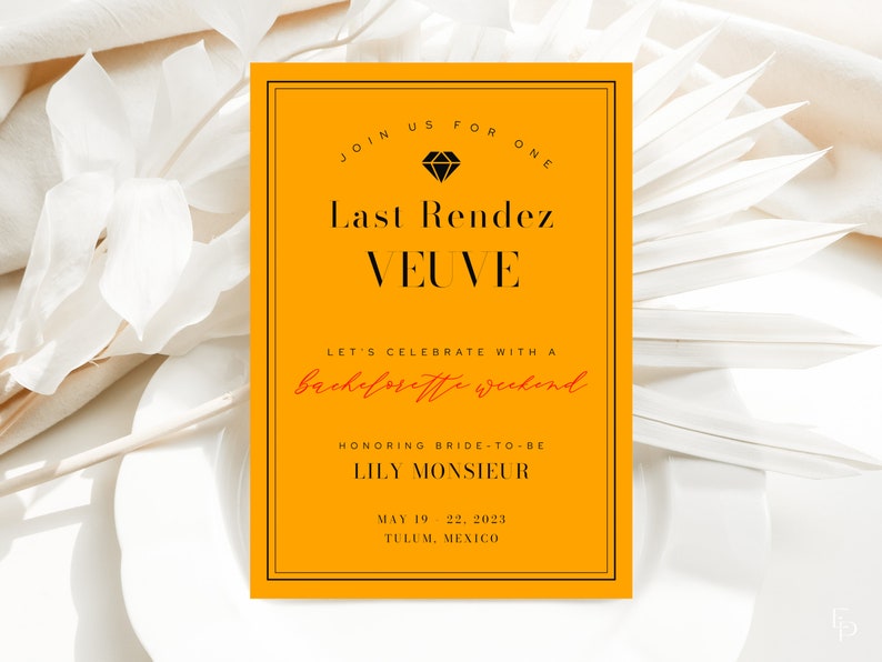 Last Rendez Veuve Bachelorette Weekend Invite and Itinerary - Etsy