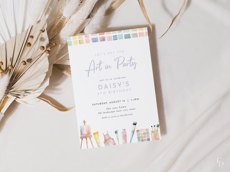Art Birthday Invitation Template for Artist Painting Birthday Party ...