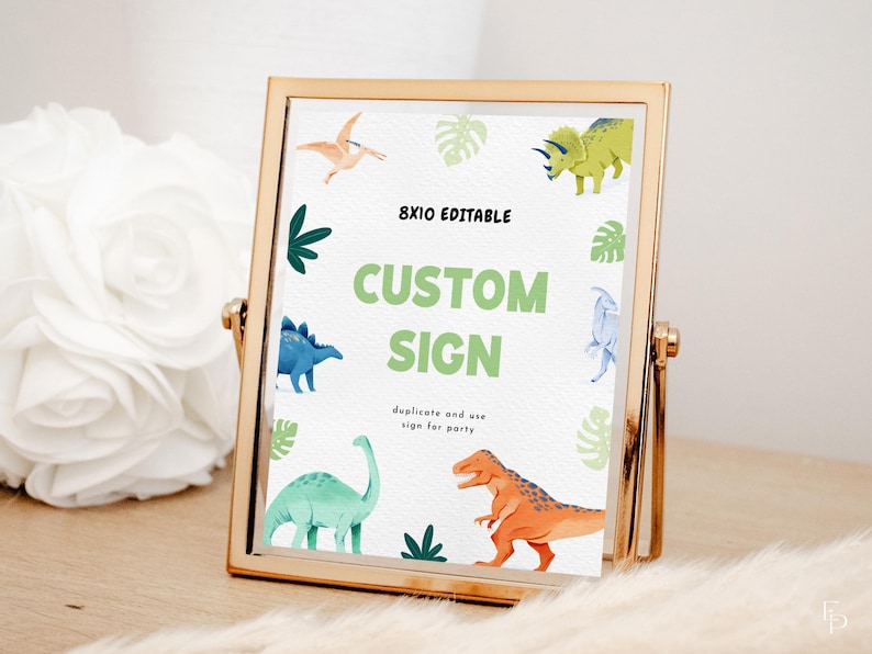 Dinosaur Birthday Custom Sign Template for Colorful Jurassic Dino Party ...