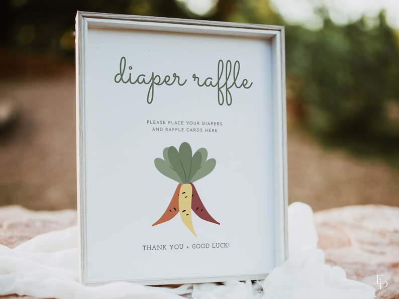 Farmer's Market Locally Grown Baby Diaper Raffle Baby Shower Sign ...