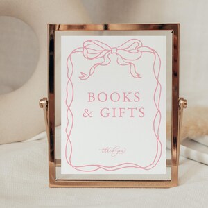Pink Bow Books and Gifts Baby Shower Sign Template for Classic Hand ...