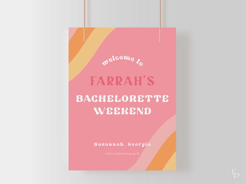 Groovy 70s Retro Bachelorette Welcome Sign Template BEATRICE - Etsy