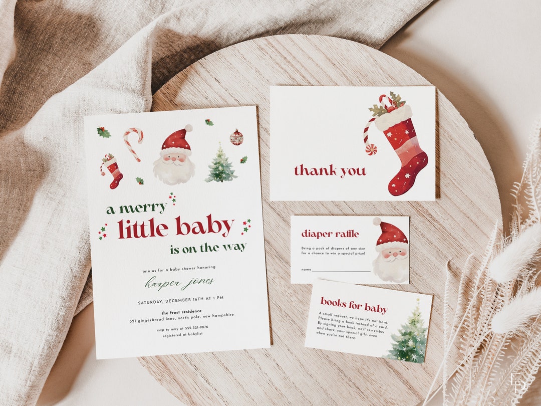 Merry Little Baby Shower Christmas Baby Shower Invitation Bundle ...