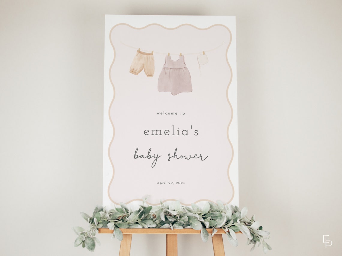 Pink and Beige Boho Girl Baby Shower Welcome Sign Template | KAYA ...