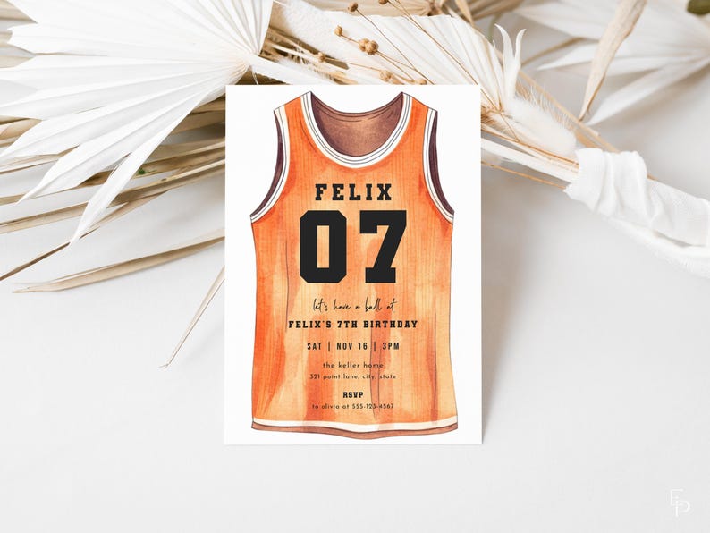 Basketball Birthday Invitation Template for Basketball Jersery Any Age ...