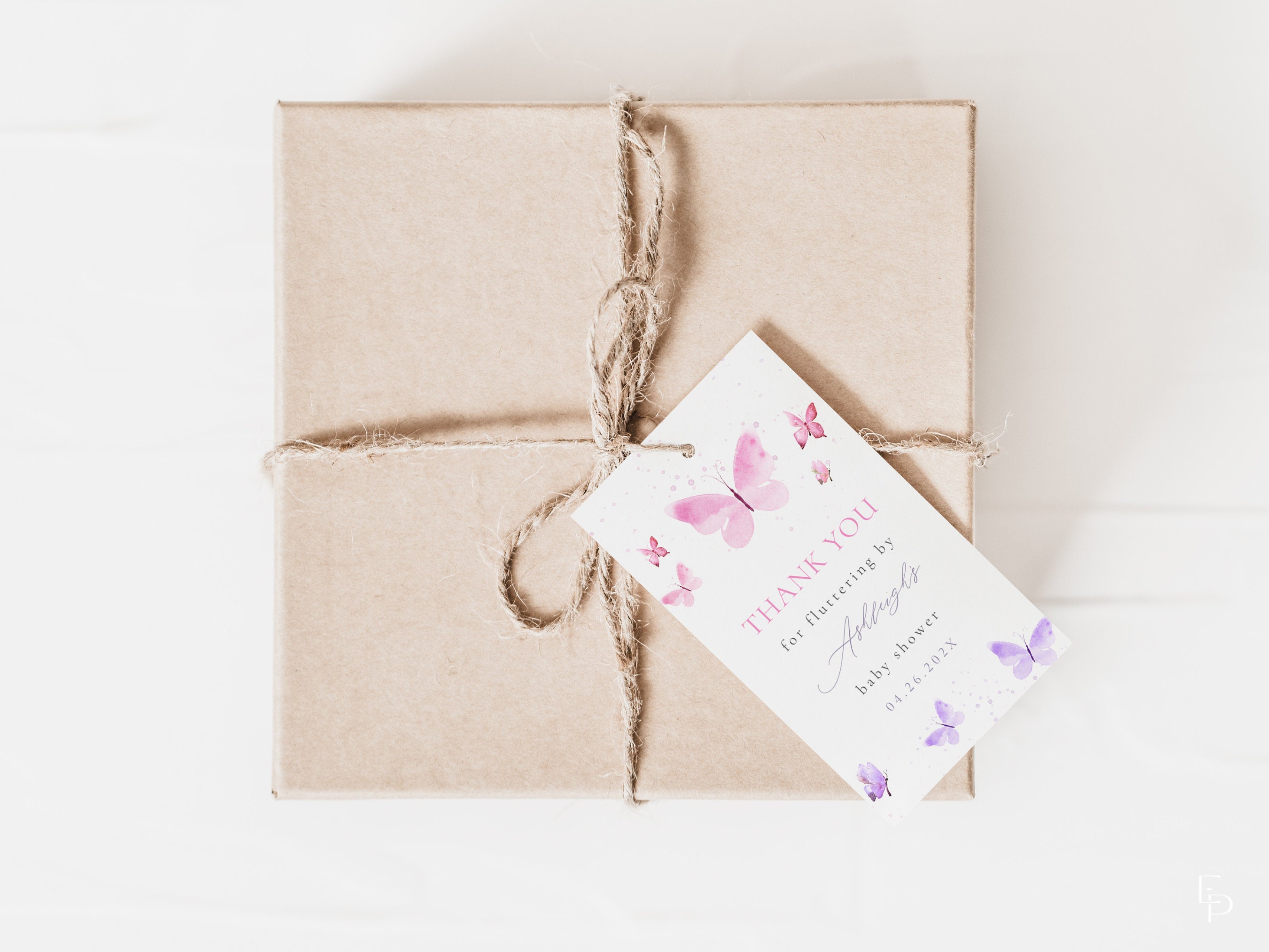 Girl Butterfly Baby Shower Favor Tag Template | APONI Collection - Etsy