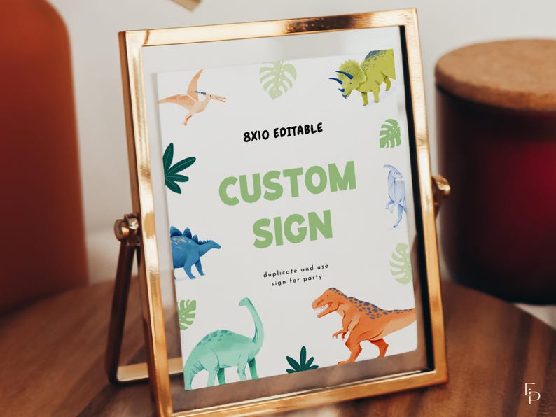 Dinosaur Birthday Custom Sign Template for Colorful Jurassic Dino Party ...