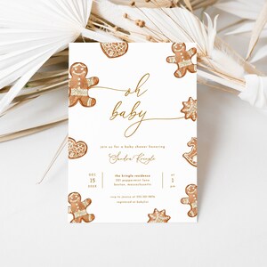 Gingerbread Baby Shower Invitation Bundle Template for Christmas Winter ...