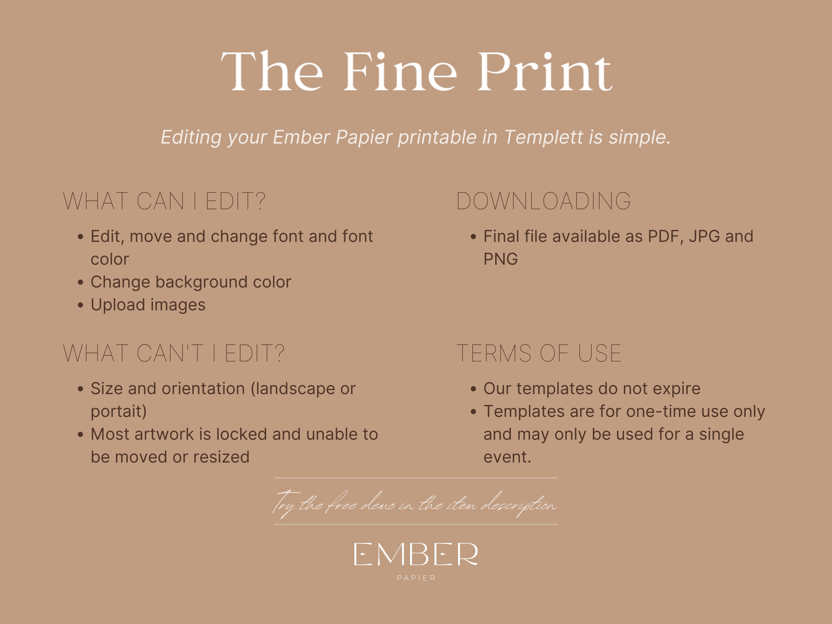 Ember Papier Add-on Small Customization : 1 Template Only - Etsy
