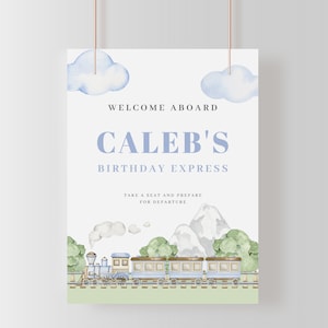 Train Birthday Welcome Sign Template for Kids All Aboard Train Birthday ...