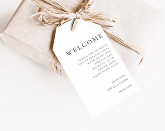 Welcome Tag Template, Minimalist Wedding Welcome Tag, Modern Welcome ...