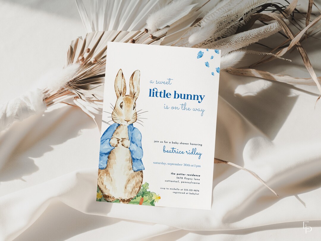 Peter Rabbit Baby Shower Invitation Template for Beatrix Potter Little ...