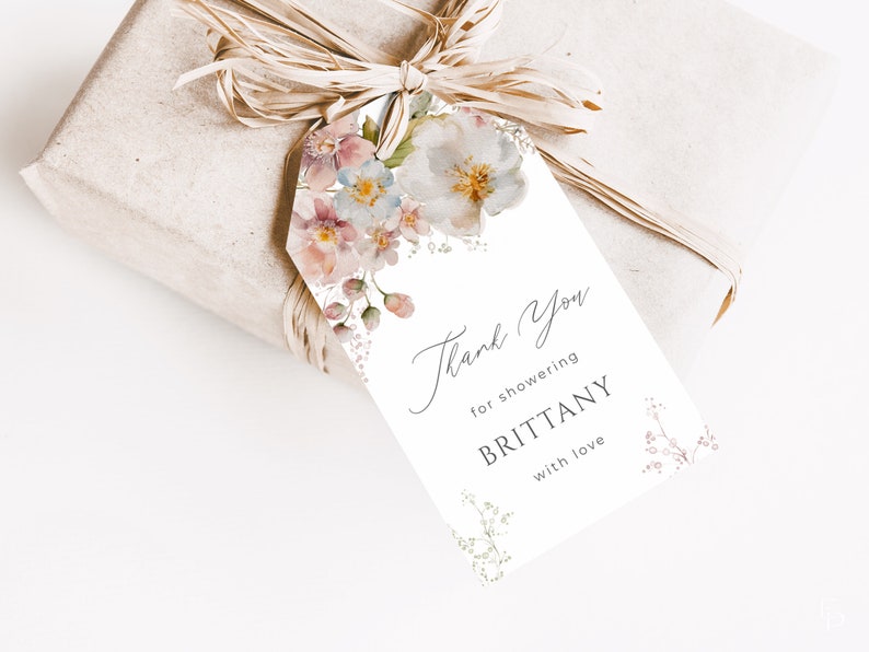 Pastel Spring Wildflower Baby Shower Favor Tag Template - Etsy