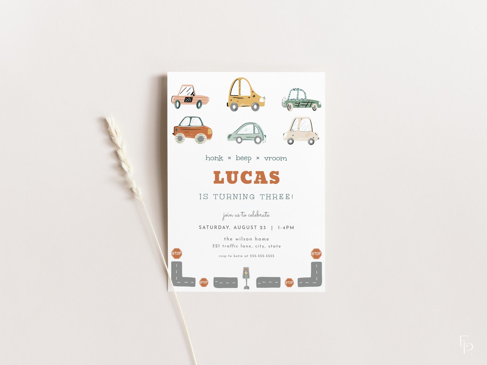 Transportation Birthday Invitation Template for Modern Vehicles & Cars ...