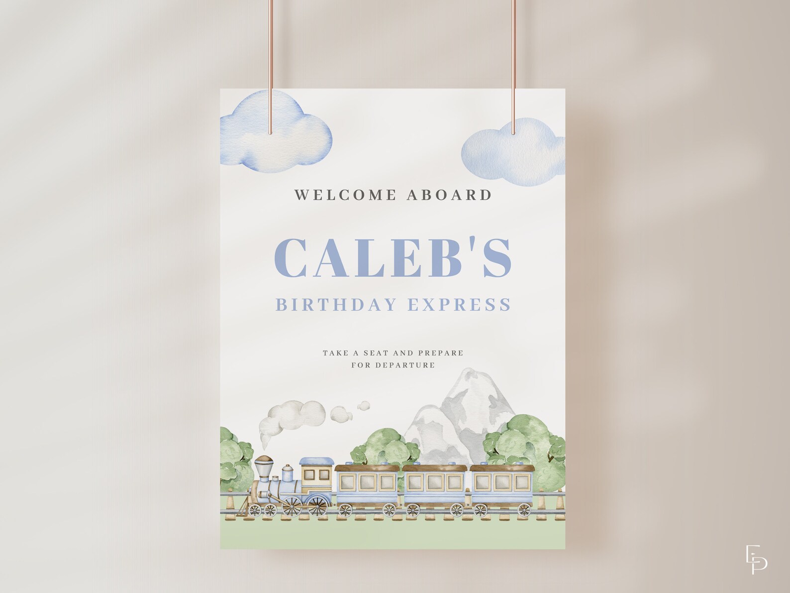 Train Birthday Welcome Sign Template for Kids All Aboard Train Birthday ...