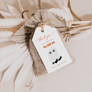 Halloween Little Boo Ghost Baby Shower Favor Tag Template | MASINA ...