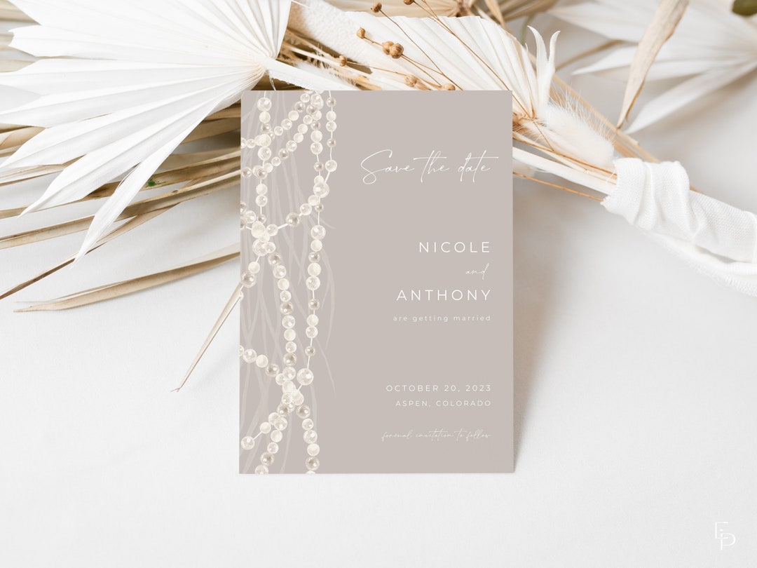 Modern Pearl Save the Date Template for Weddings | MEGAN Collection - Etsy