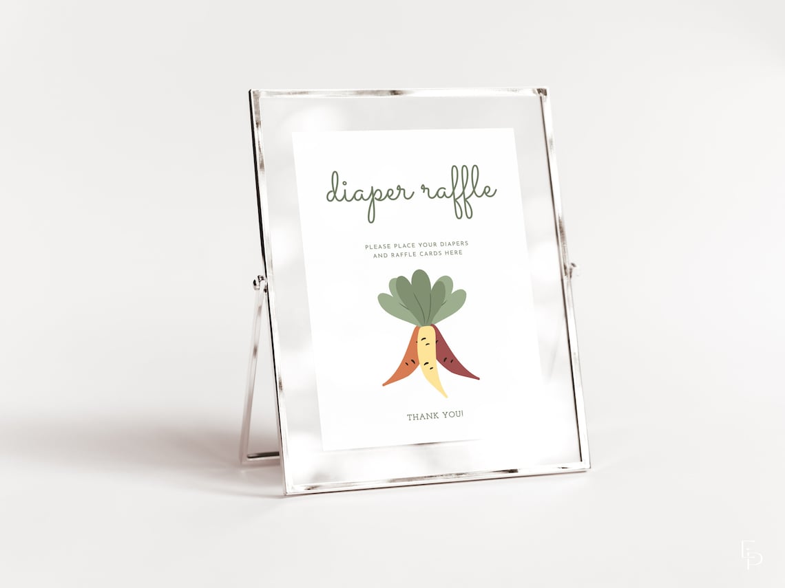 Farmer's Market Locally Grown Baby Diaper Raffle Baby Shower Sign ...