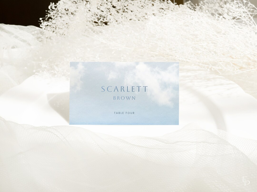 Cloud Nine Place Card Template for the Bride is on Cloud 9 Bridal Shower | NEPHELE Collection - Etsy