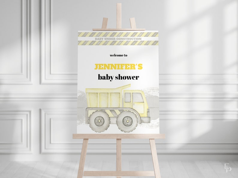 Baby Under Construction Baby Shower Welcome Sign Template - Etsy