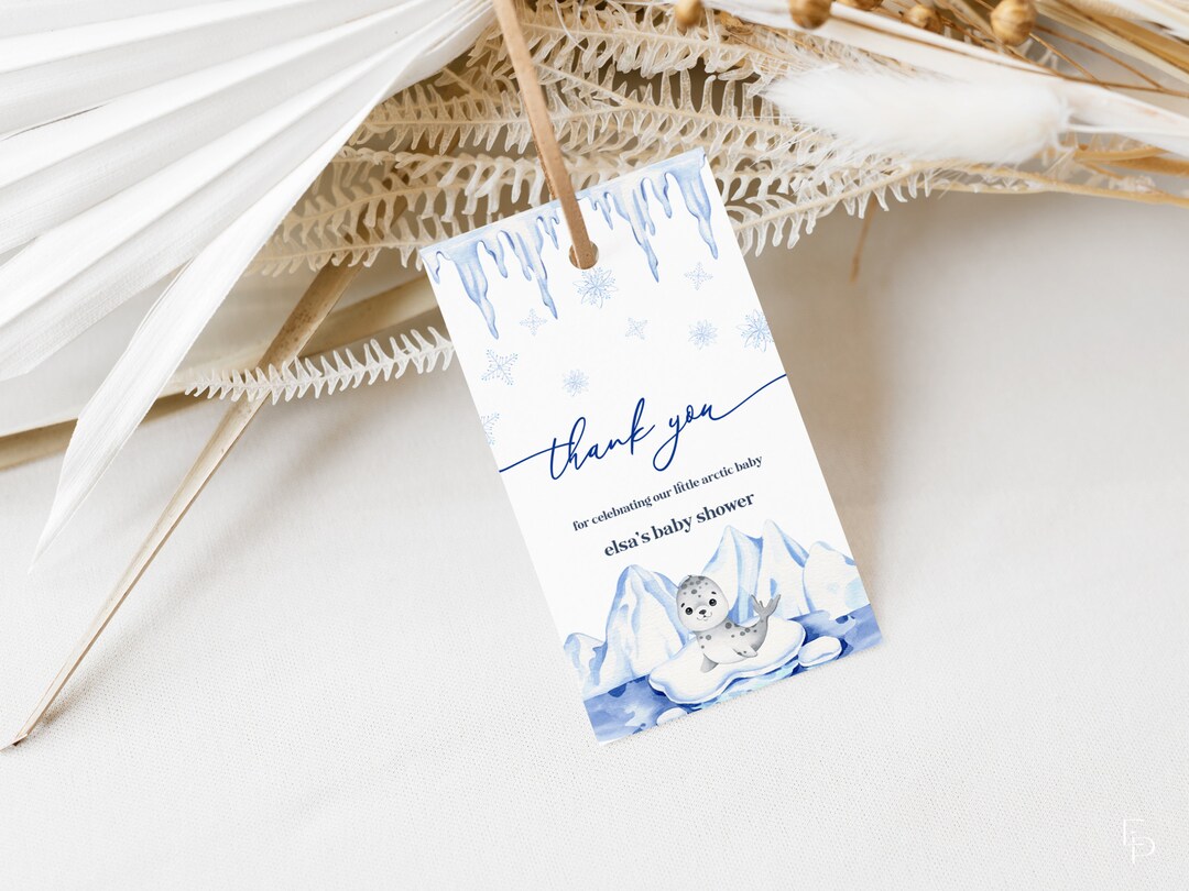 Arctic Animal Winter Baby Shower Tag Template | OLWEN Collection - Etsy