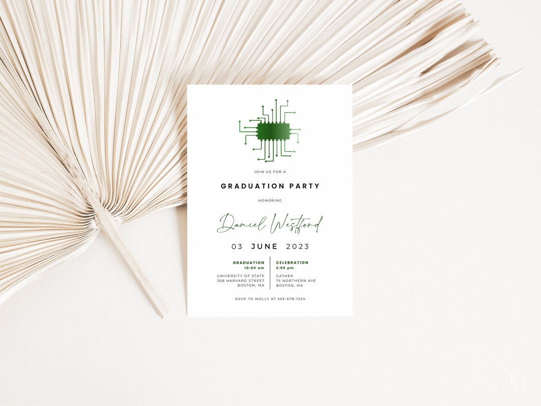 Modern Electrical Engineer School Graduation Party Invitation Template ...