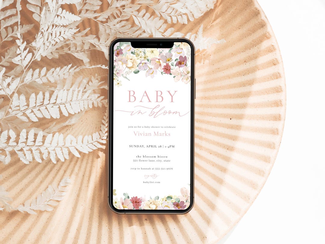 Spring Baby in Bloom Baby Shower Digital Invite Template for Girl ...