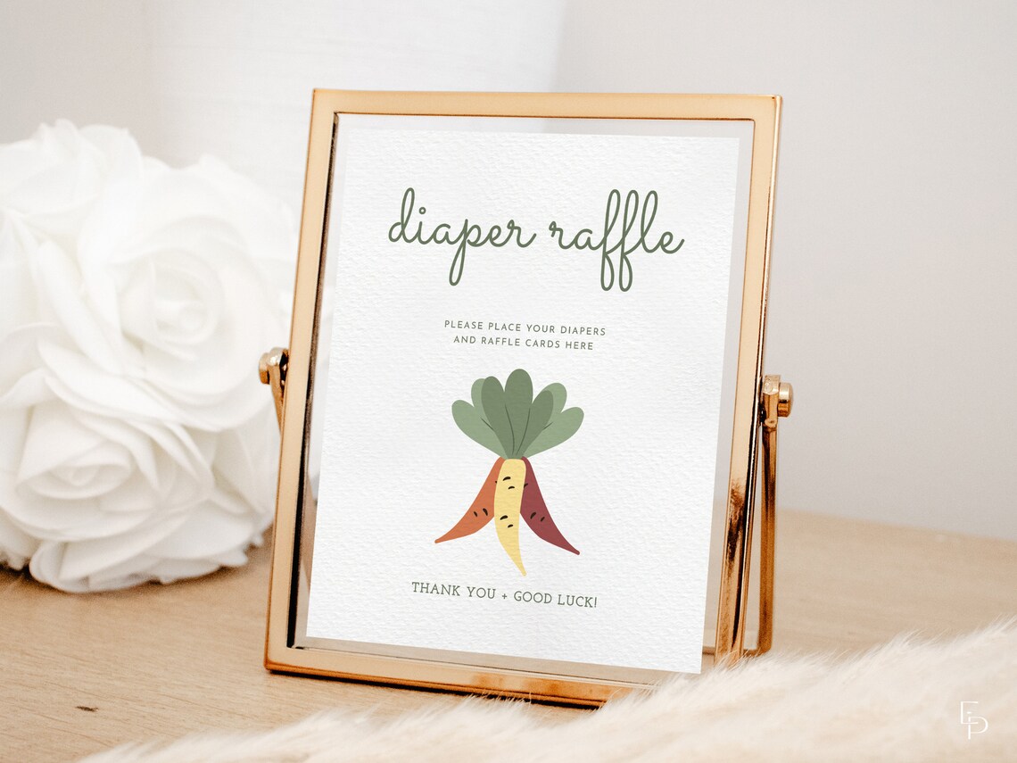 Farmer's Market Locally Grown Baby Diaper Raffle Baby Shower Sign ...