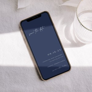 Modern Navy Blue Digital Save the Date Template for Wedding - Etsy