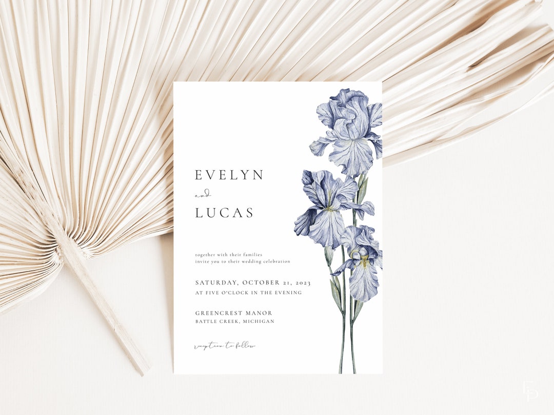 Purple Flower Iris Wedding Invitation Template With Photo | IRIS ...