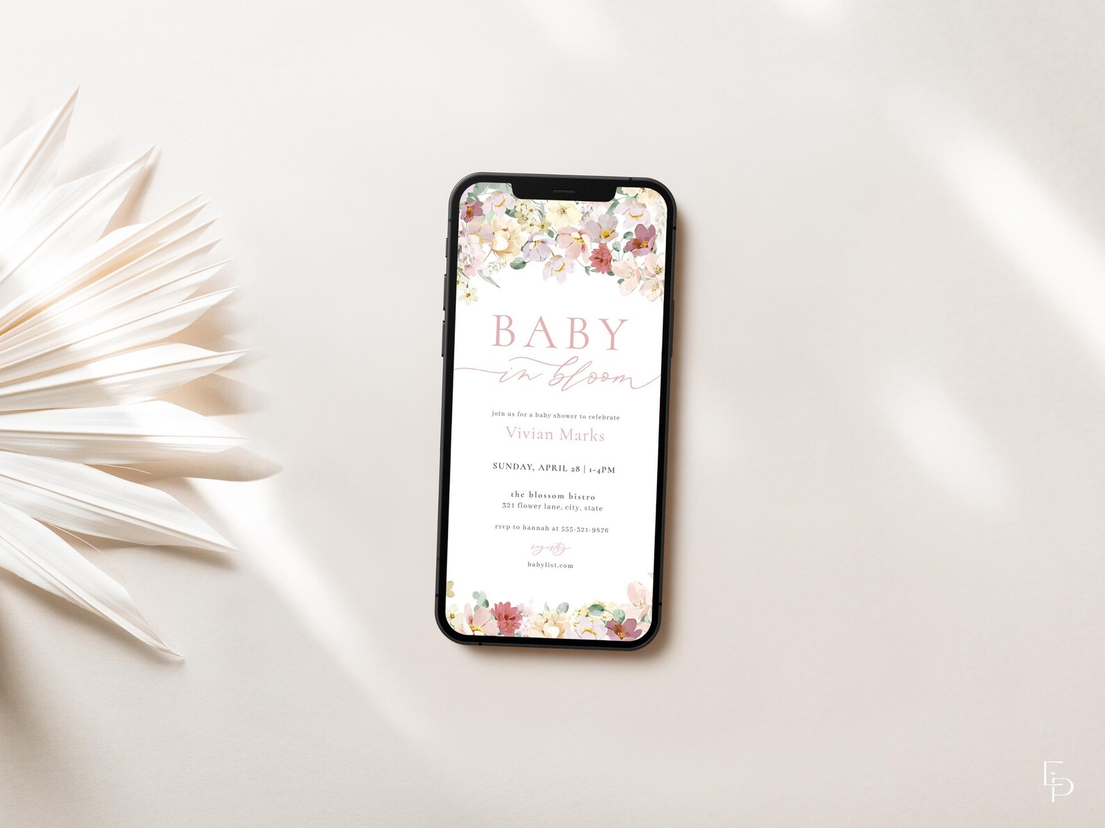 Spring Baby in Bloom Baby Shower Digital Invite Template for Girl ...