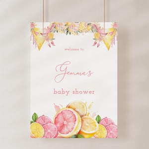 Lemon Pink Lemonade Baby Shower Welcome Sign Template | LIMONE ...
