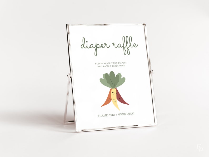 Farmer's Market Locally Grown Baby Diaper Raffle Baby Shower Sign ...