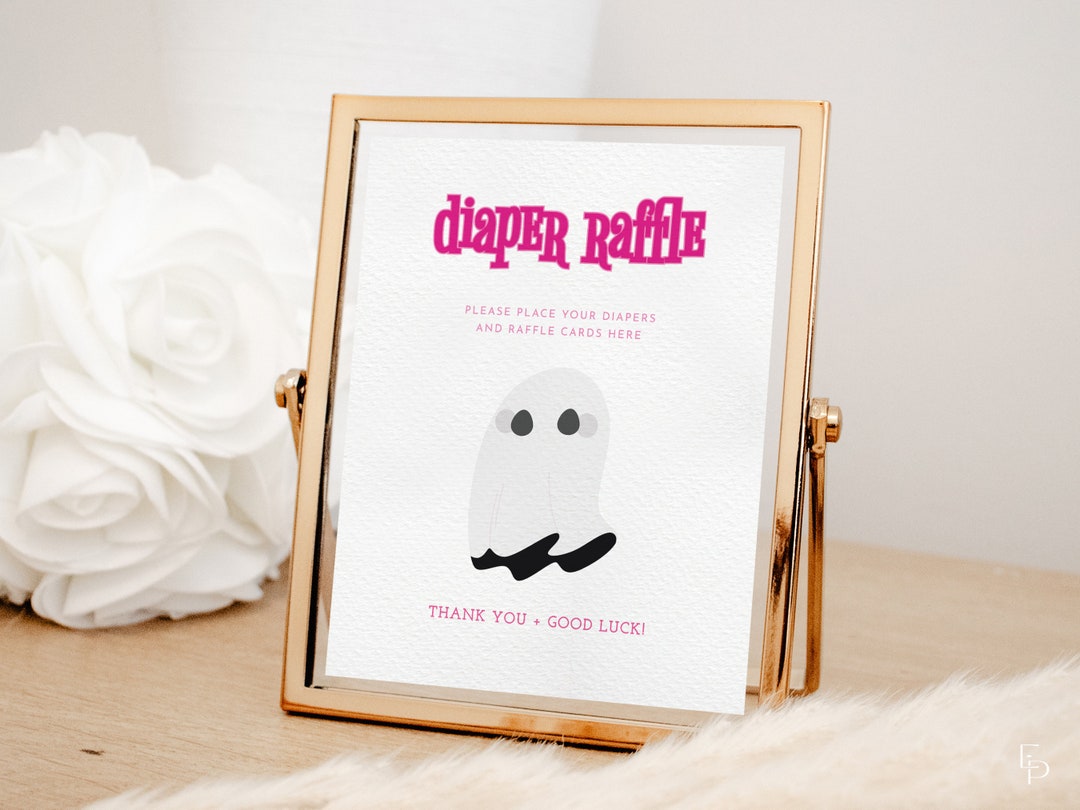 Pink A Little Boo Ghost Diaper Raffle Baby Shower Sign Template for ...