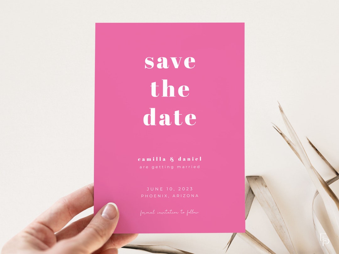 Retro Pink Save the Date Template for Weddings | FARRAH Collection - Etsy