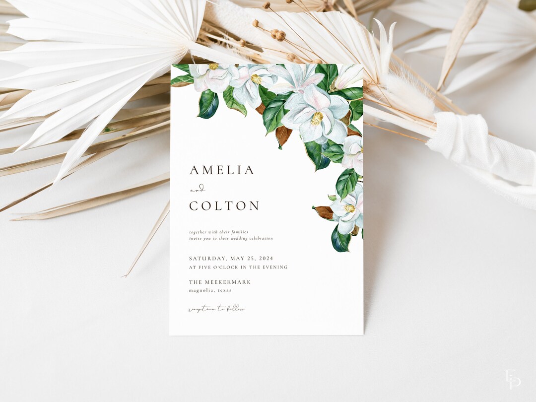 Magnolia Wedding Invitation Template | ANNAMAE Collection - Etsy